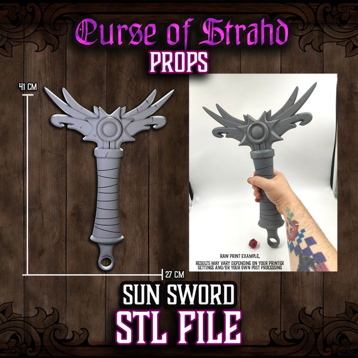 3D Printable Curse of Strahd 8+ 3D Printable Props Set - Sunsword - Holy Symbol of Ravenkind ...
