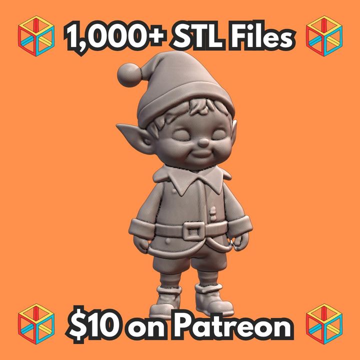 3D Printable Holiday Elf with Jolly Expression for Christmas Display ...