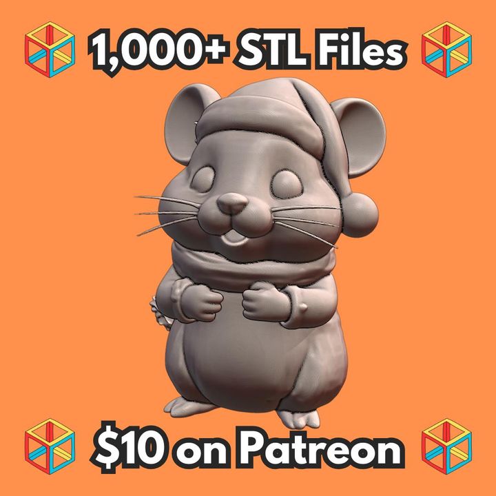 3D Printable Holiday Christmas Cheerful Mouse in Santa Hat Figurine ...