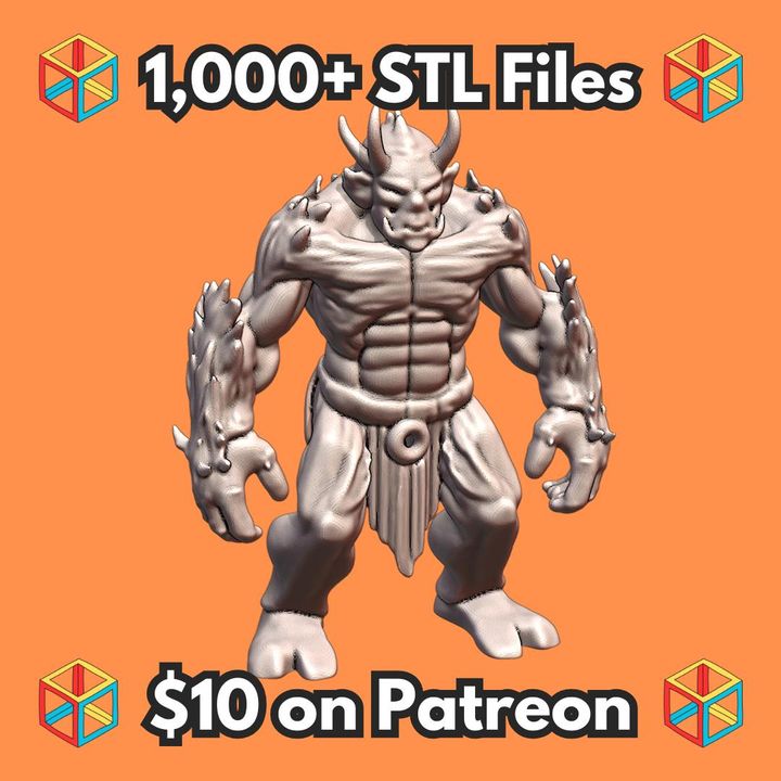 3D Printable 28mm DND Mighty Horned Demon Brute Fantasy Miniature ...