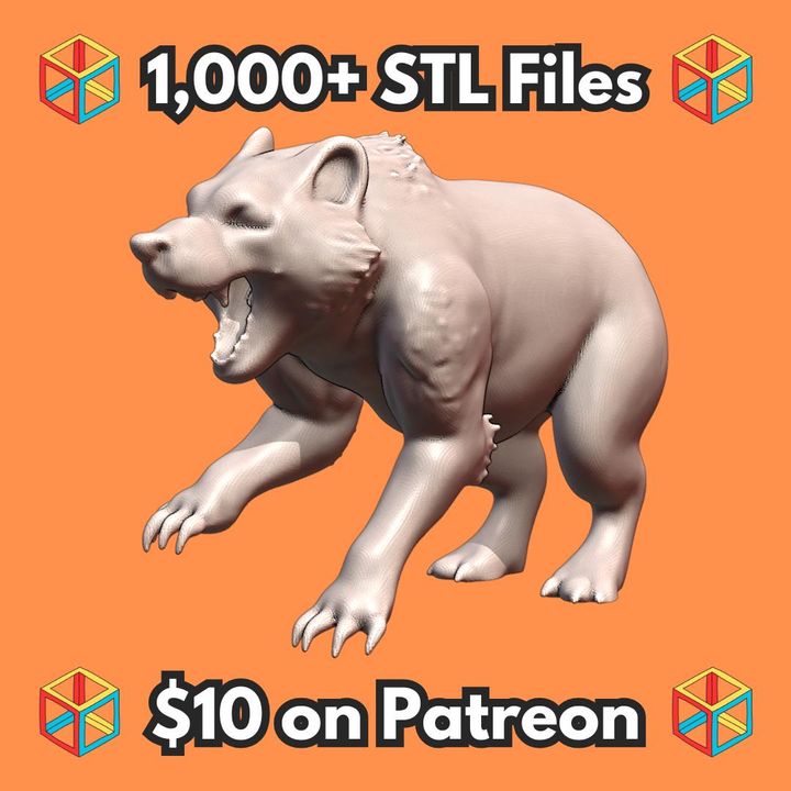 3D Printable 28mm DND Roaring Wild Bear Creature Fantasy Miniature ...