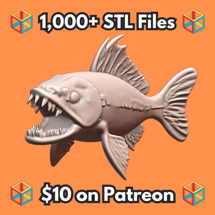 3D Printable 28mm DND Sharp-Toothed Bloodthirsty Predator Fish Fantasy ...