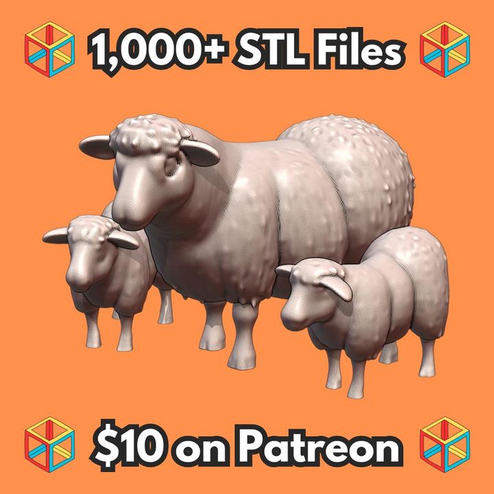 3D Printable 28mm DND Flock of Furry Woolly Sheep Fantasy Miniature ...