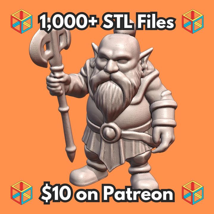 3D Printable 28mm DND Dwarven Guardian with Battle Axe MineeForm FDM 3D ...