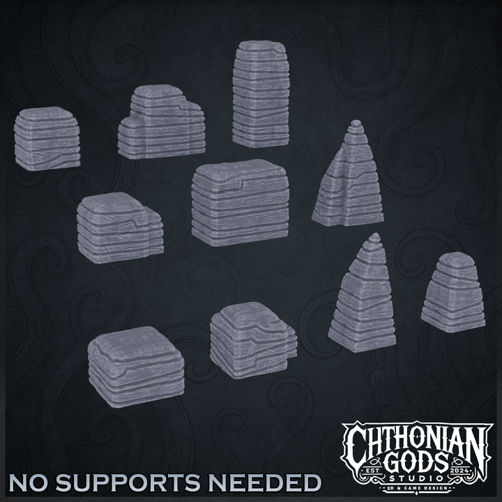 3D Printable Strata Rock Formations – Set 6 by ChthonianGodsStudio