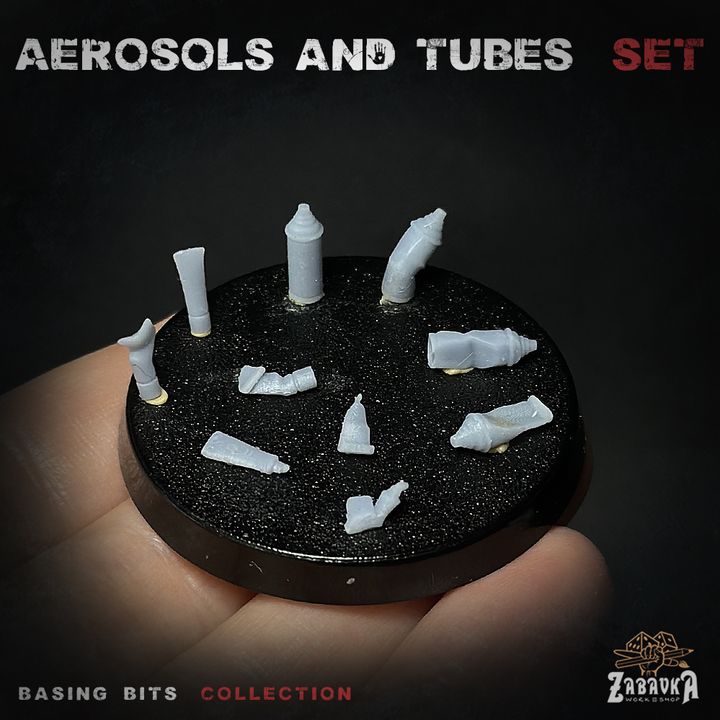 3D Printable Aerosols and tubes - Basing Bits by Zabavka Workshop