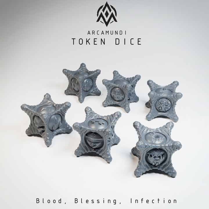 3D Printable Blood, Bleessing, Infection token D6 by Arcamundi