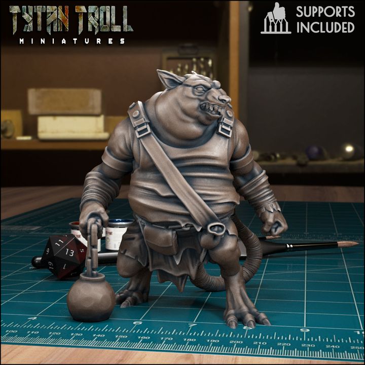 3D Printable Ratman Pack [Pre-Supported] by TytanTroll Miniatures