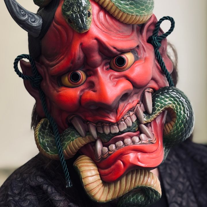 3D Printable hannya mask with complement - snake (hannyatohebi) by ...