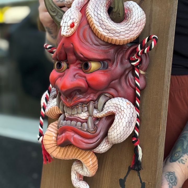 3D Printable hannya mask with complement - snake (hannyatohebi) by ...