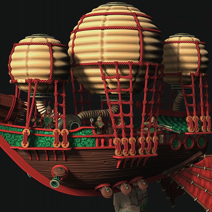 3D Printable Celestial-Ship - The Jade Empire - 28/32mm by TheGoodBrick
