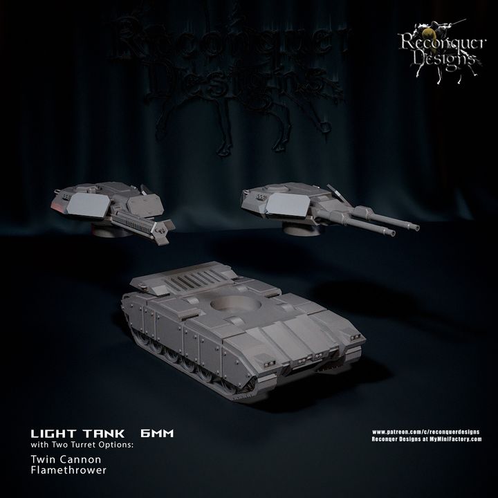 3D Printable 6mm Light Tank with two turret options by Reconquer ...