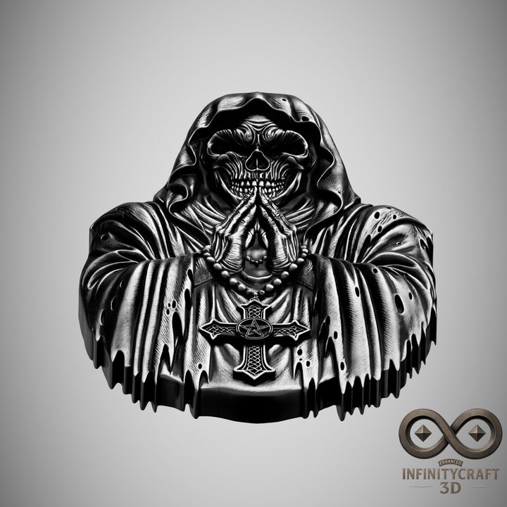 3D Printable Dark Skull Priest – Gothic Horror Bust for CNC or 3D Print ...