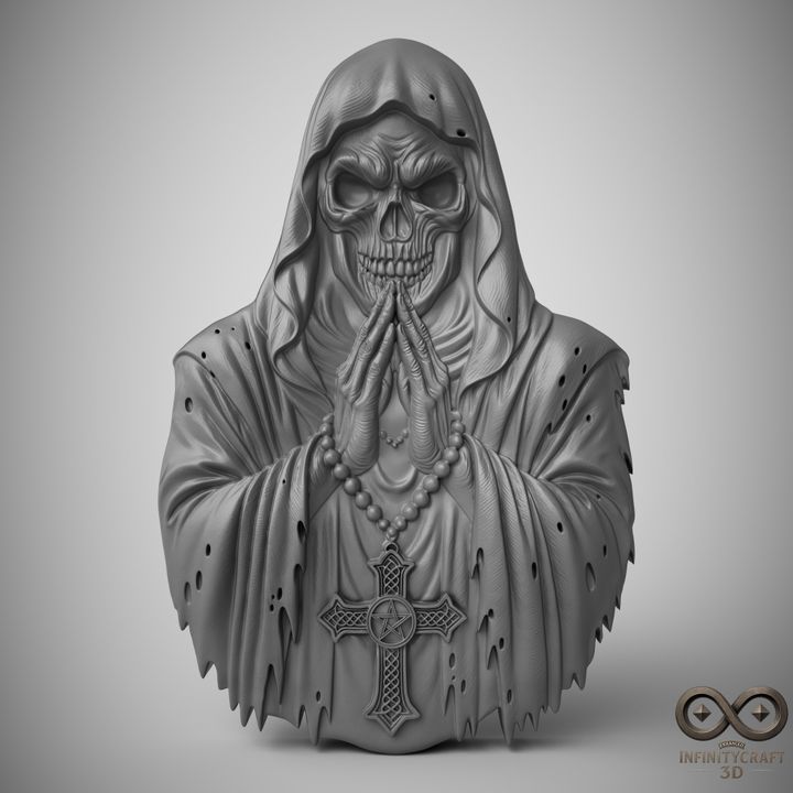 3D Printable Dark Skull Priest – Gothic Horror Bust for CNC or 3D Print ...