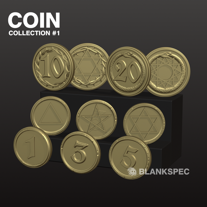 3D Printable Mystic &Fantasy Coin Set – STL Pack (1, 3, 5, 10, 20 ...