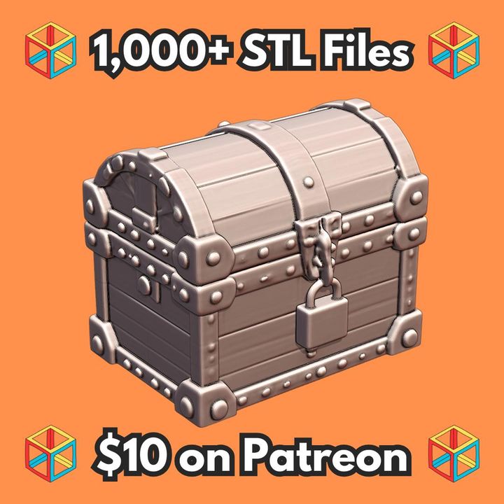 3D Printable 28mm DND Treasure Trove Box for Fantasy Scenes MineeForm ...