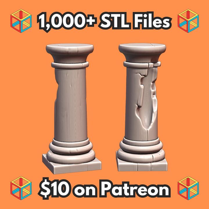 3D Printable 28mm DND Ancient Ruins Weathered Pillar Column Model ...