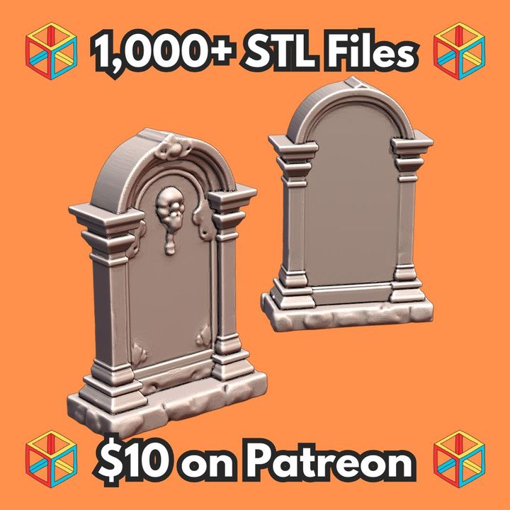 3D Printable 28mm DND Fantasy Gravestone Set for Cemetery Terrain ...