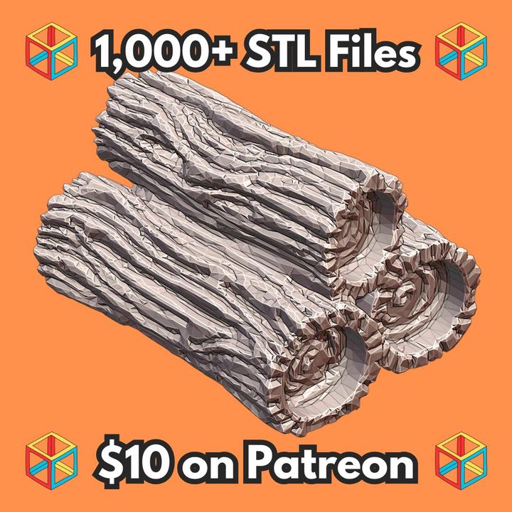 3D Printable 28mm DND Wooden Log Fantasy Terrain Miniature for Tabletop ...