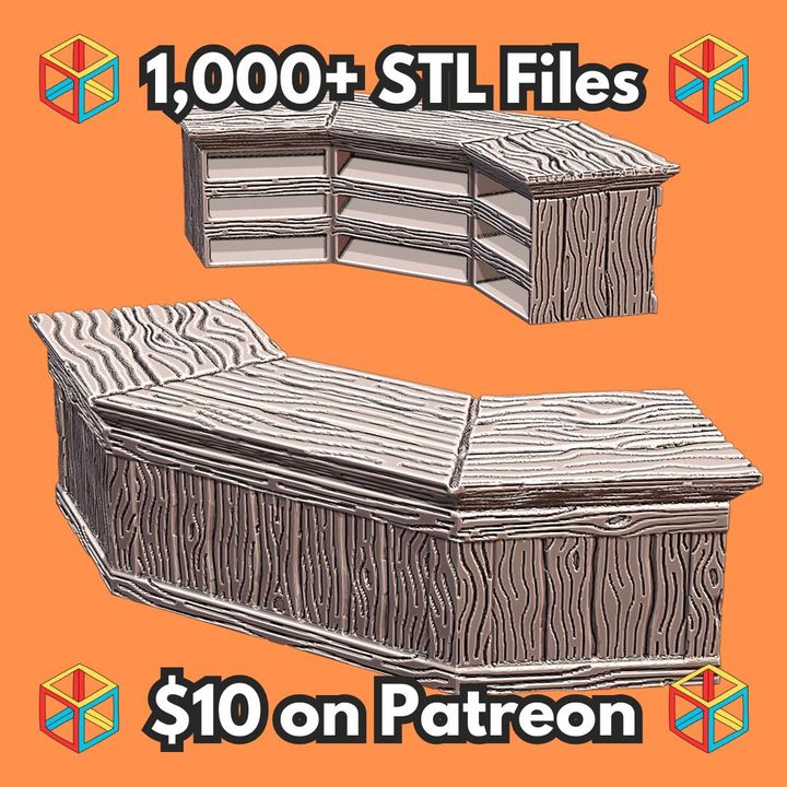 3D Printable 28mm DND Tavern Bar Countertop Fantasy Terrain Miniature ...