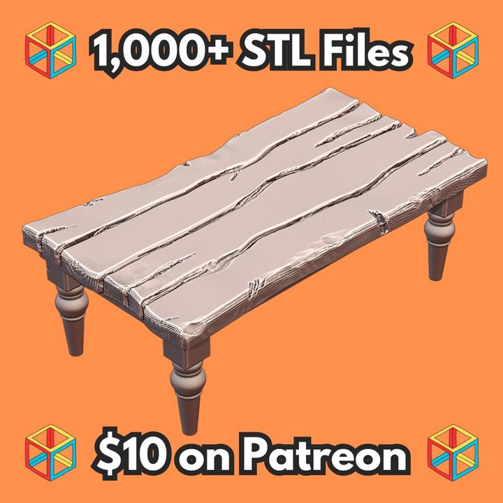 3D Printable 28mm DND Old Wooden Table Tavern Terrain Miniature ...