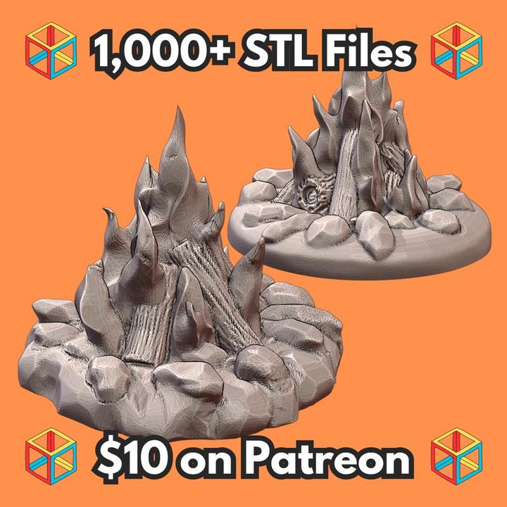3D Printable 28mm DND Campfire Fantasy Terrain Miniature for Tabletop ...