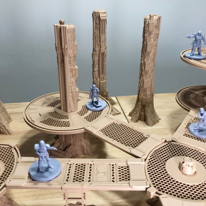 3D Printable Redwood Platforms - Walkways by Crab Miniatures
