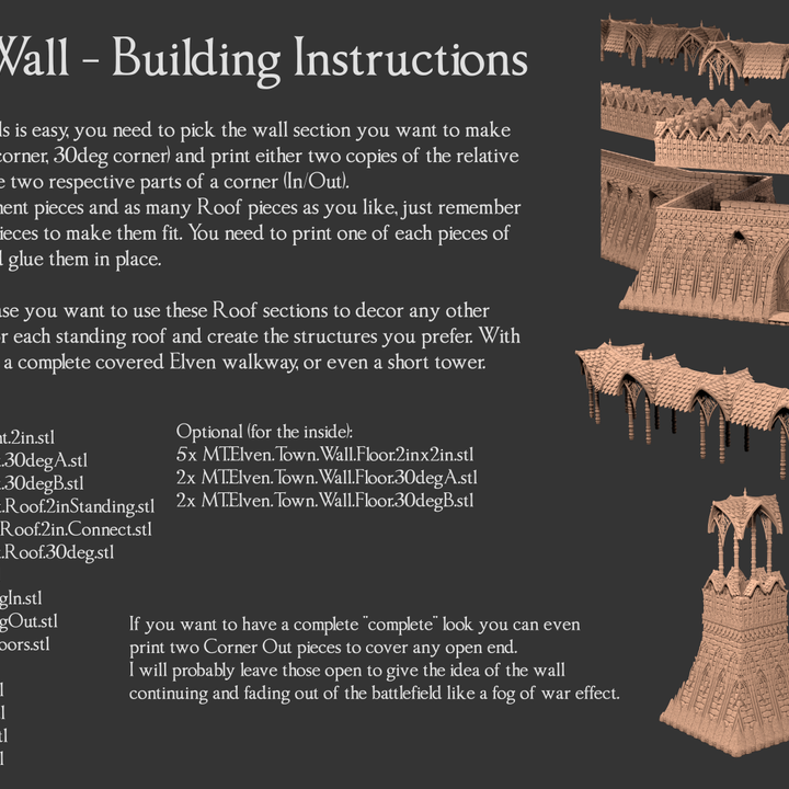 3D Printable Elven Town Wall Modular OpenLOCK Structure by Making Tlon