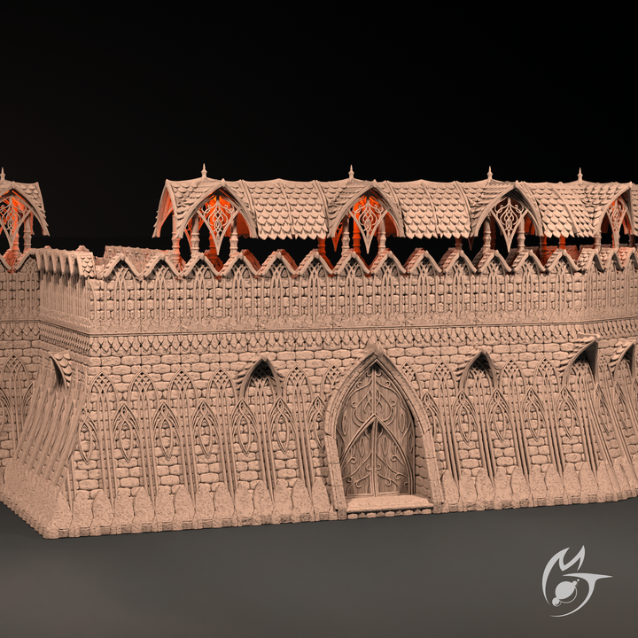 3D Printable Elven Town Wall Modular OpenLOCK Structure by Making Tlon
