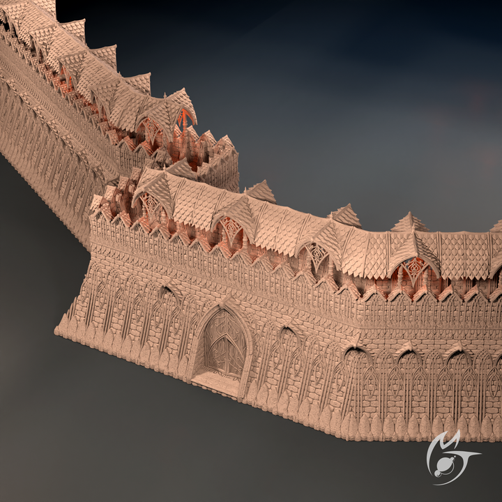 3D Printable Elven Town Wall Modular OpenLOCK Structure by Making Tlon