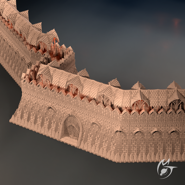 3D Printable Elven Town Wall Modular OpenLOCK Structure by Making Tlon