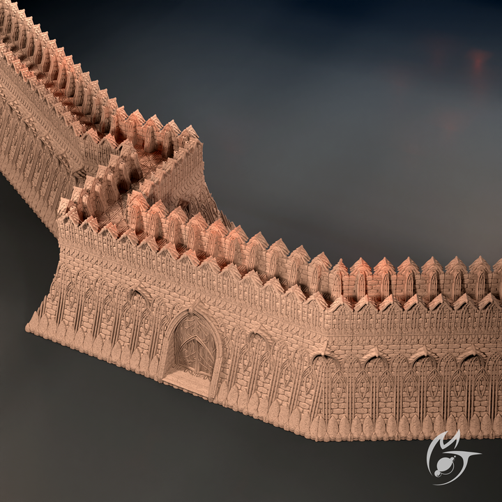 3D Printable Elven Town Wall Modular OpenLOCK Structure by Making Tlon
