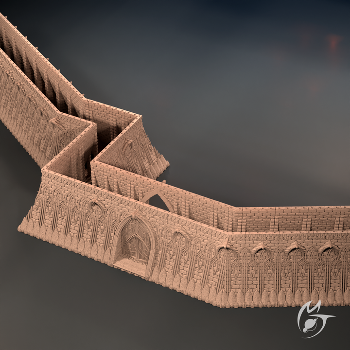 3D Printable Elven Town Wall Modular OpenLOCK Structure by Making Tlon