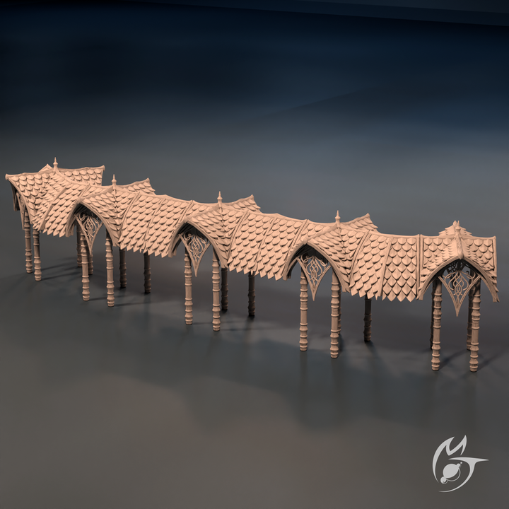 3D Printable Elven Town Wall Modular OpenLOCK Structure by Making Tlon