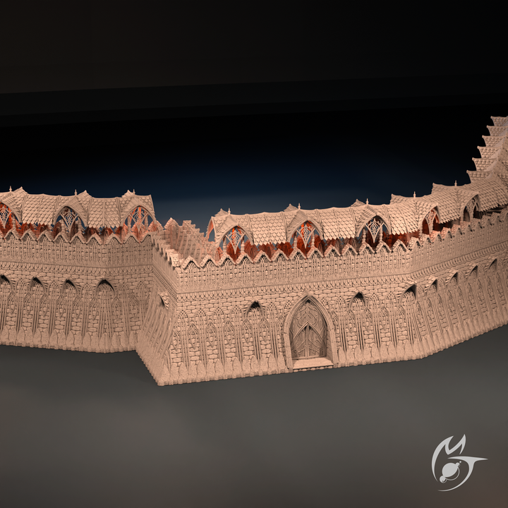 3D Printable Elven Town Wall Modular OpenLOCK Structure by Making Tlon