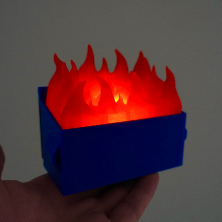 3D Printable Dumpster Fire LED Tea Light by MysticMesh3D