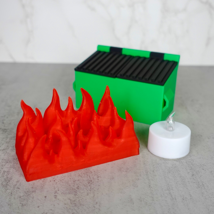 3D Printable Dumpster Fire LED Tea Light by MysticMesh3D