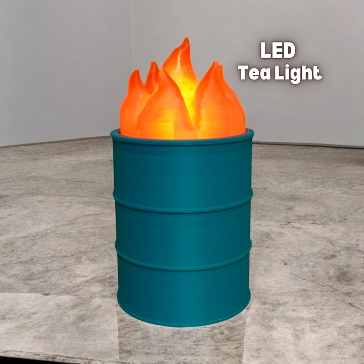 3D Printable Oil Barrel LED Tea Light by MysticMesh3D