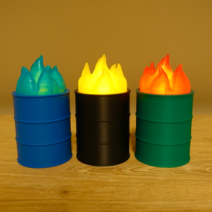 3D Printable Oil Barrel LED Tea Light by MysticMesh3D