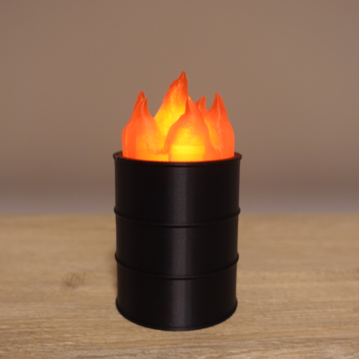 3D Printable Oil Barrel LED Tea Light by MysticMesh3D