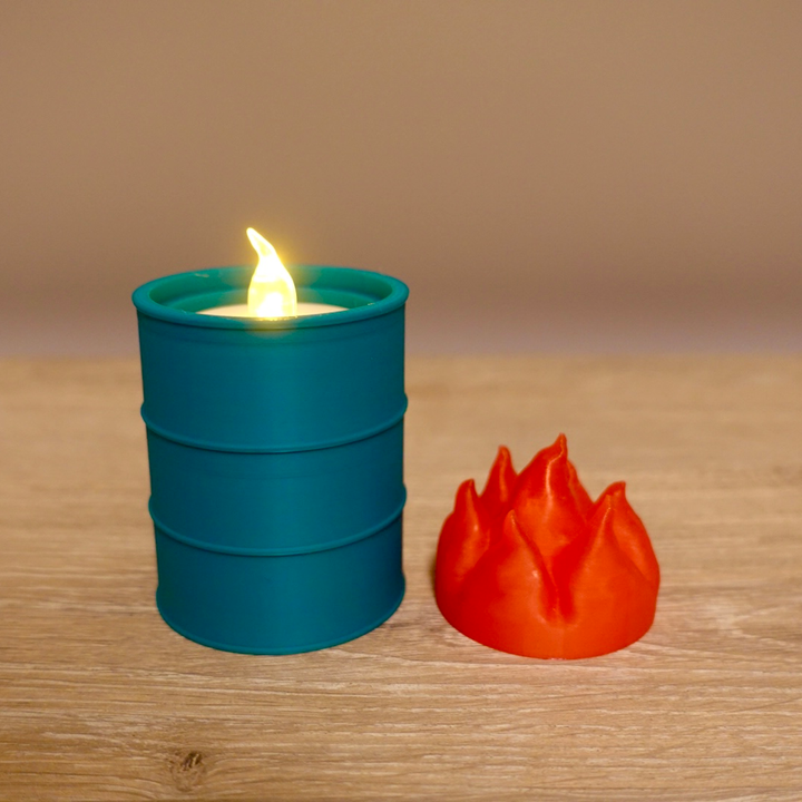 3D Printable Oil Barrel LED Tea Light by MysticMesh3D