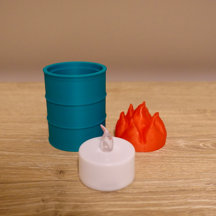 3D Printable Oil Barrel LED Tea Light by MysticMesh3D