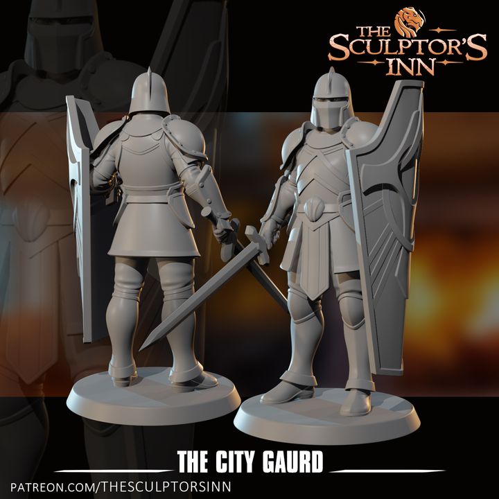 3D Printable City Guard Pose 1 by The Sculptor's Inn