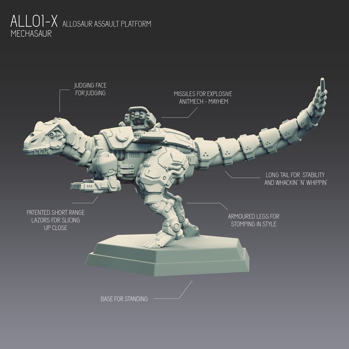 3D Printable ALL01-X Allosaur Assault Platform (Pre Supported) by Alan ...