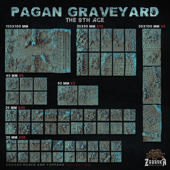 3D Printable Pagan Graveyard [Square] - Bases and Toppers (The 9th Age ...