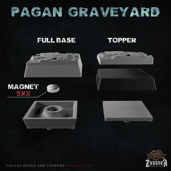 3D Printable Pagan Graveyard [Square] - Bases and Toppers (Full Set) by ...