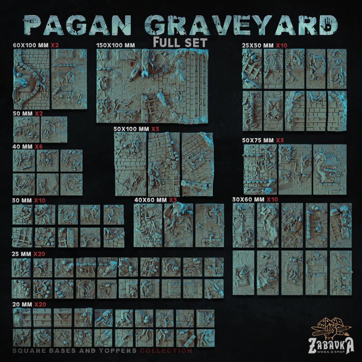 3D Printable Pagan Graveyard [Square] - Bases and Toppers (Full Set) by ...
