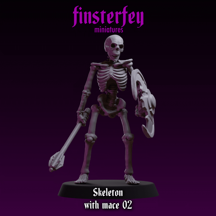 3D Printable Skeleton with mace 02 by finsterfey