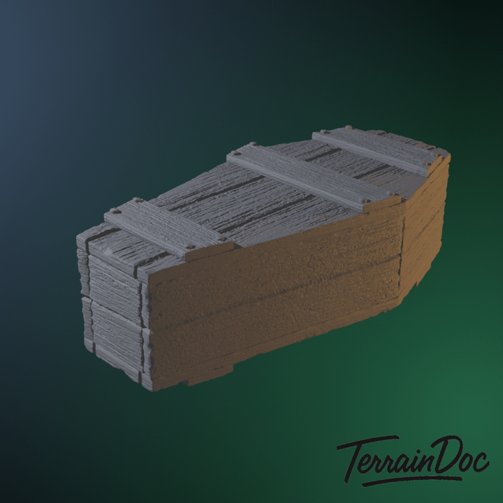 3D Printable Coffin with separate lid by TerrainDoc