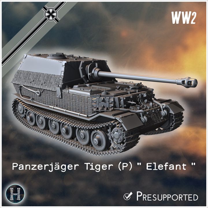 3D Printable German WW2 pack No. 12 - Tiger (P) and variants - Germany ...